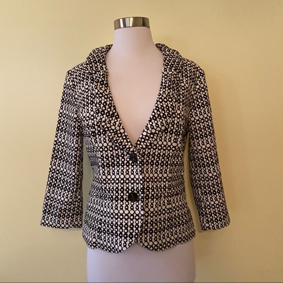 CAbi | Jackets & Coats | Cabi Dujour Black White Geometric Blazer ...